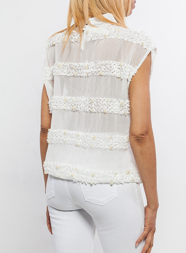 White Sheer/Pearl Top – Top Half Boutique